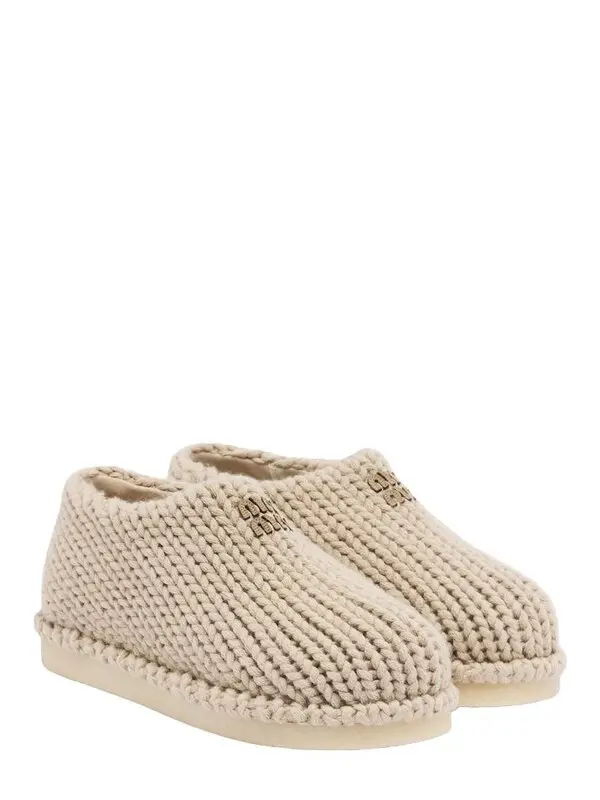 Miu Miu Knitted Slip-on Shoes - Beige