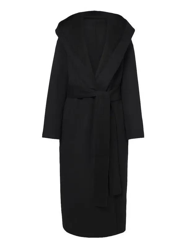 TOTEME Hooded Wool Wrap Coat - Black