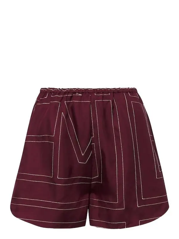 TOTEME Monogram Silk Twill Shorts - Red