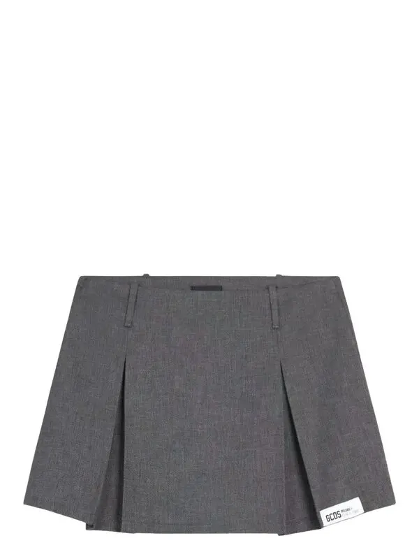 Gcds Preppy Pleated Twill Mini Skirt - Grey