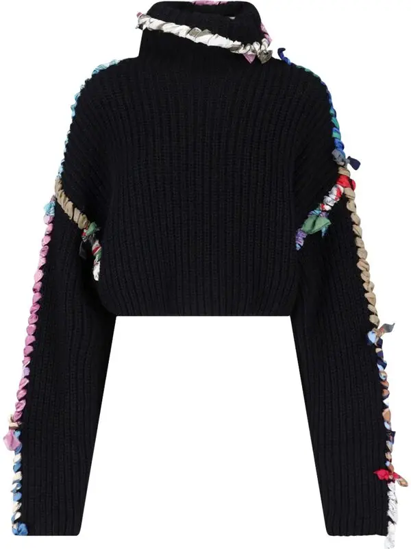 MARINE SERRE Upcycled Foulard Sweater - Black