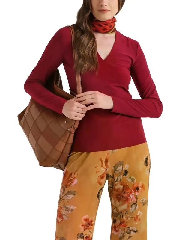 Malìparmi Long-sleeve V-neck T-shirt - Red