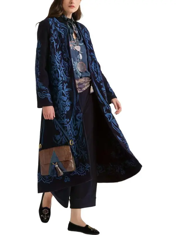 Malìparmi Embroidered A-line Coat - Blue