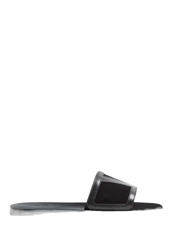 Valentino Garavani Viva Superstar Slide Sandals In Nappa And Split-grain Leather - Black