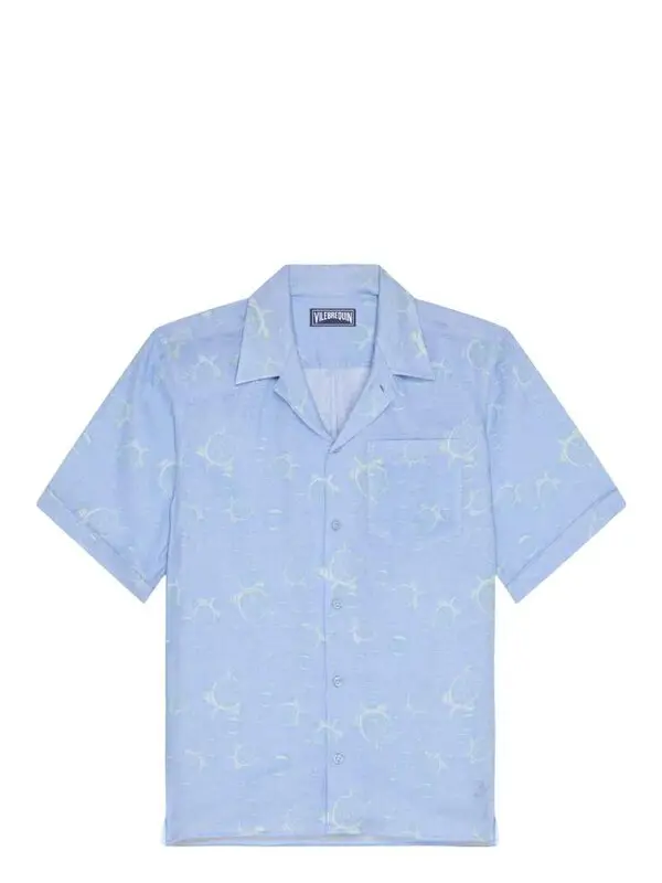 Vilebrequin Bubble Turtle 3d Print Linen Short-sleeve Shirt - Cloudy
