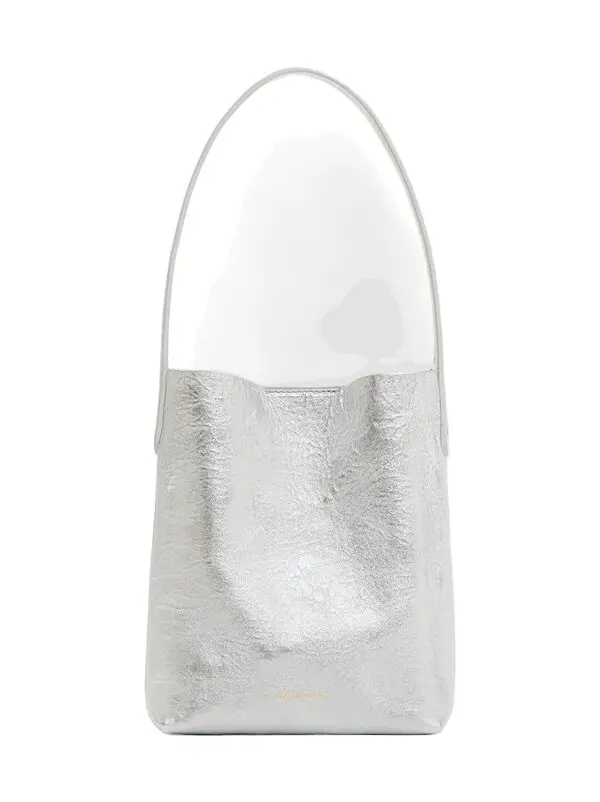 MANSUR GAVRIEL Mini Everyday Metallic Leather Tote Bag - Silver