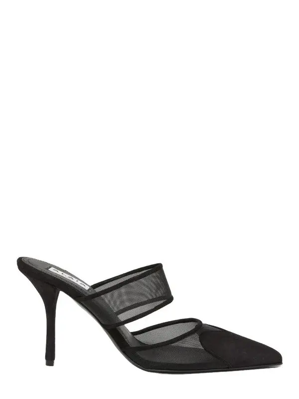 Alaïa Coeur 90mm Mesh-suede Mules - Black