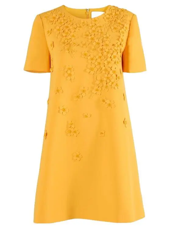 Carolina Herrera Floral Appliqué A-line Mini Dress - Melon