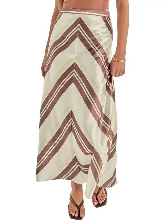 MARSY Chevron Striped Maxi Skirt - Multi