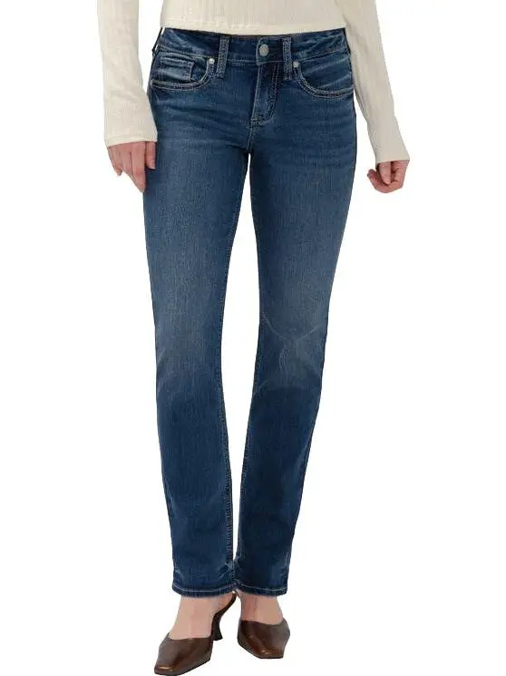 SILVER JEANS CO. Suki Petite Curvy Mid Rise Straight Leg Jeans - Alberta