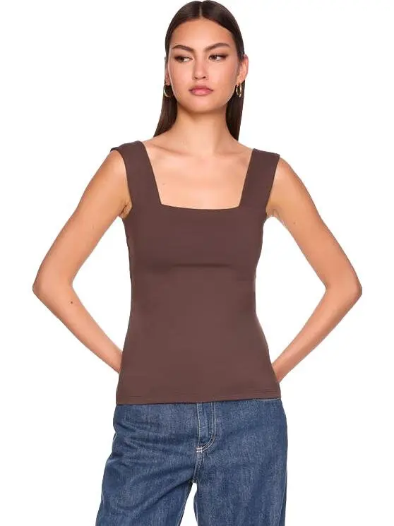 Susana Monaco Square Neck Wide Strap Tank - Java