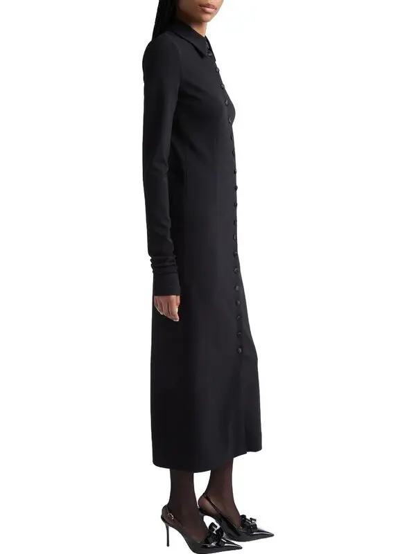 Dolce & Gabbana Long Sleeve Wool Blend Jersey Cocktail Dress - Black