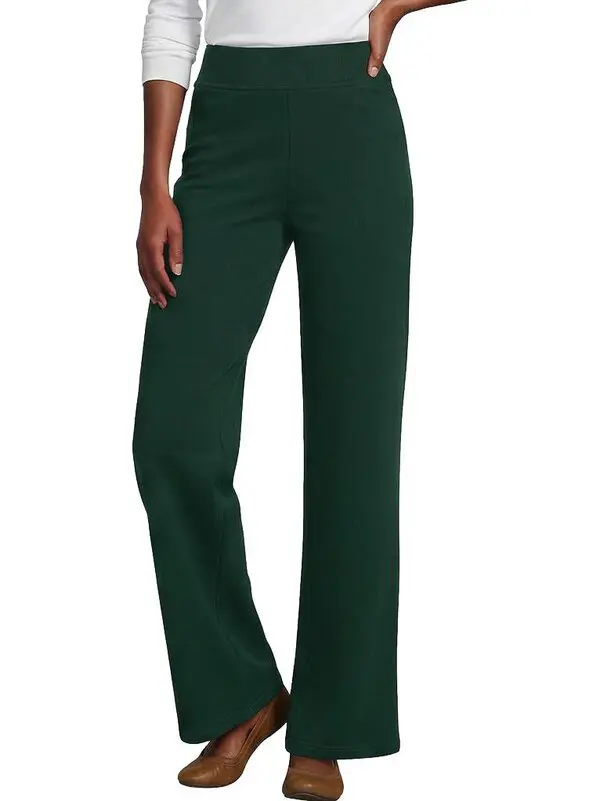 LANDS' END Serious Sweats High Rise Fleece Lined Straight Leg Pants - Pine