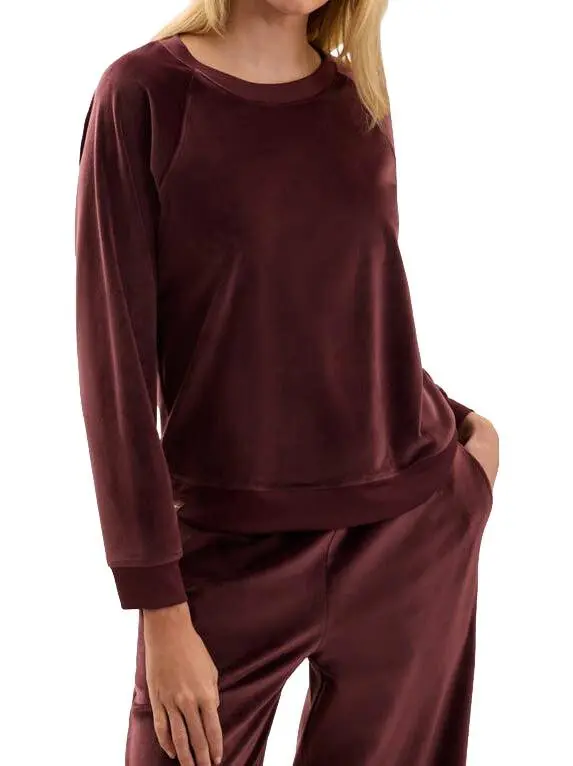 Barefoot Dreams Velvet Raglan Pullover - Deep Garnet