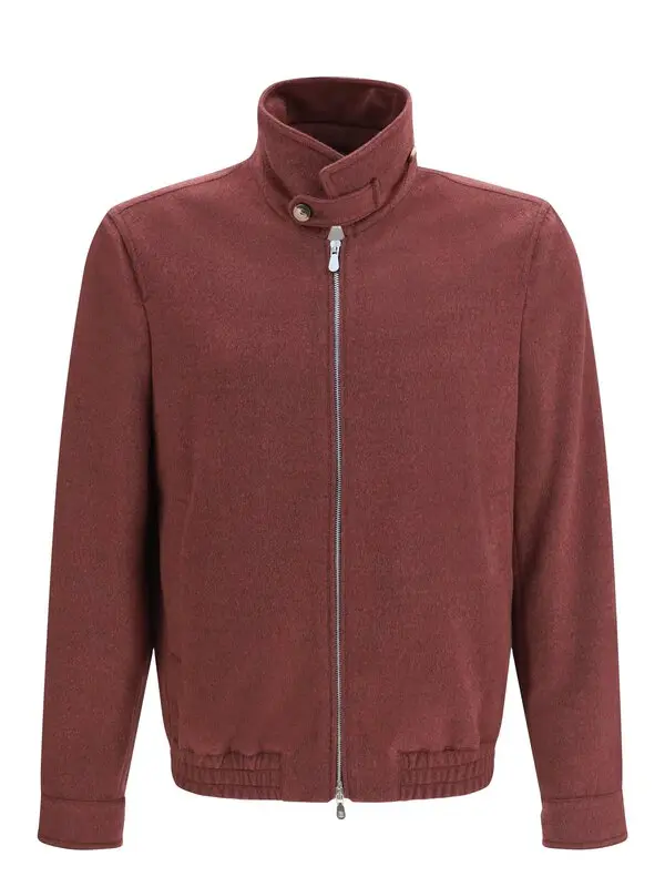 Brunello Cucinelli Wool Zip Jacket With High Collar - Multicolor