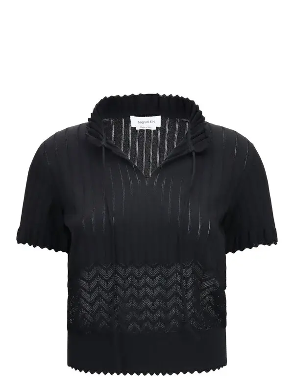 Alexander McQueen Open-knit T-shirt - Black