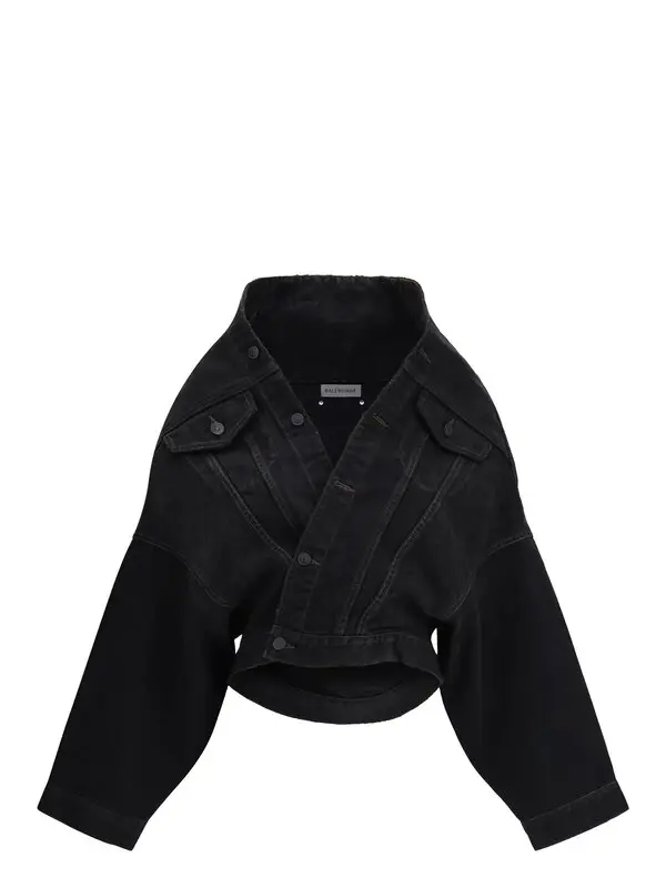 Balenciaga Wrap Organic Japanese Denim Jacket - Black