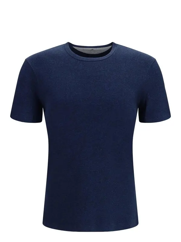 Brunello Cucinelli Denim-effect Ribbed Cotton Jersey T-shirt - Blue