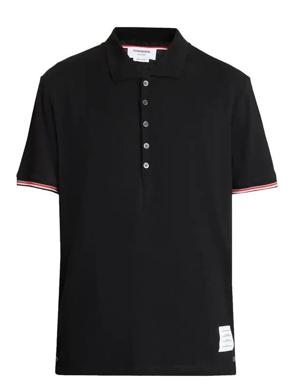 Thom Browne Rwb Tipping Wool Jersey Polo Shirt - Black