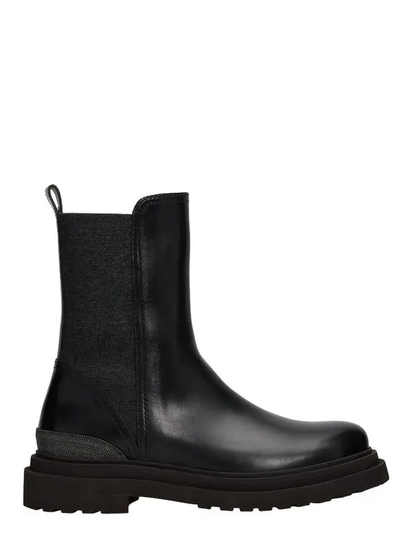 Brunello Cucinelli Leather Chelsea Boots - Pepper