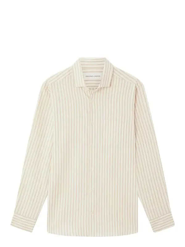 Frescobol Carioca Emilio Cotton Pinstripe Button-front Shirt - Brown