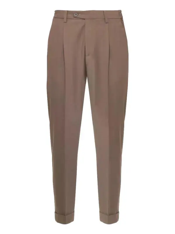 DEVORE INCIPIT Pleat-detail Turn-up Trousers - Brown