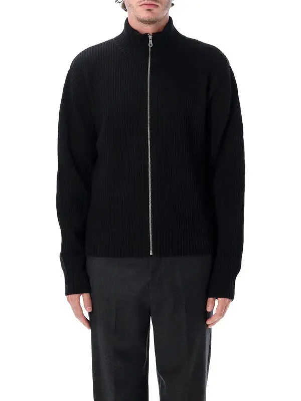 BERNER KUHL Ribbed Knit Zip-up Turtleneck Sweater - Nero