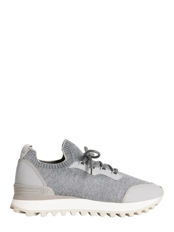 Eleventy Merino Wool-leather Sneakers - Grey