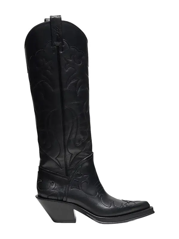 Gabriela Hearst Capitana Embroidered Leather Knee-high Cowboy Boots - Black