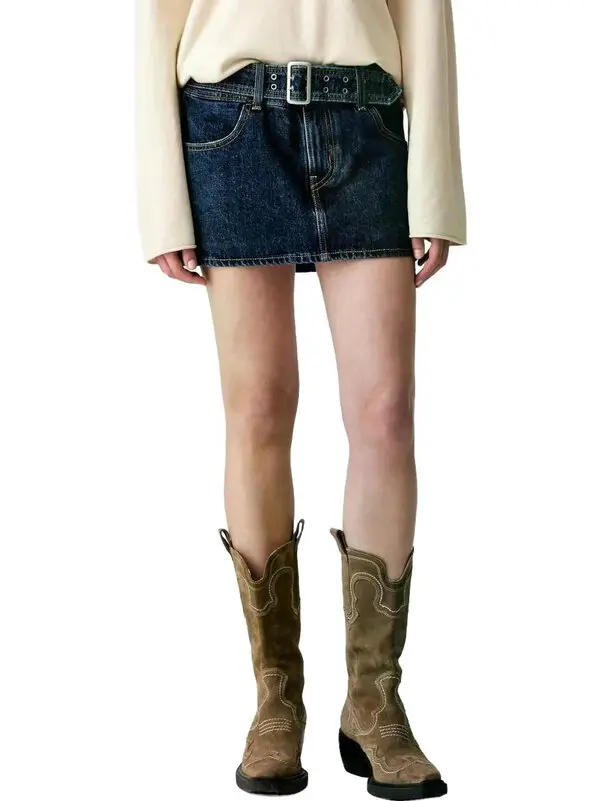 LEVI'S Belted Denim Mini Skirt - Blue