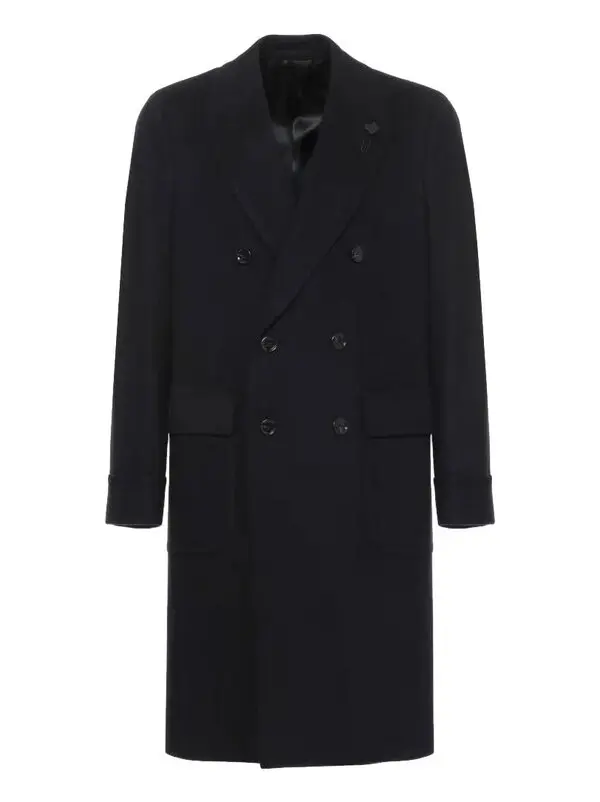 LARDINI Double-breasted Peaked-lapel Coat - Blue