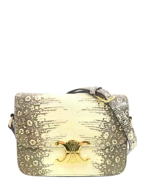 Celine Mini Triomphe Lizard-effect Shoulder Bag - Neutrals