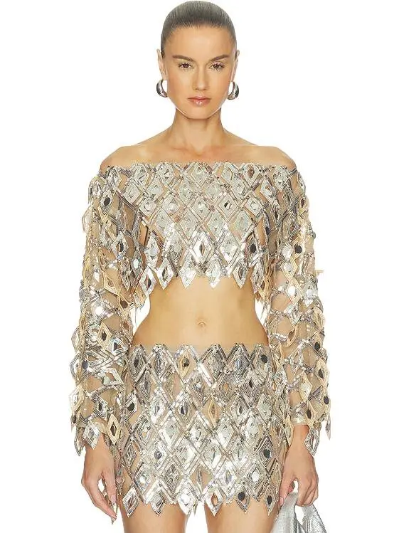 THE DOLLS HOUSE Luna Top In Metallic - Silver