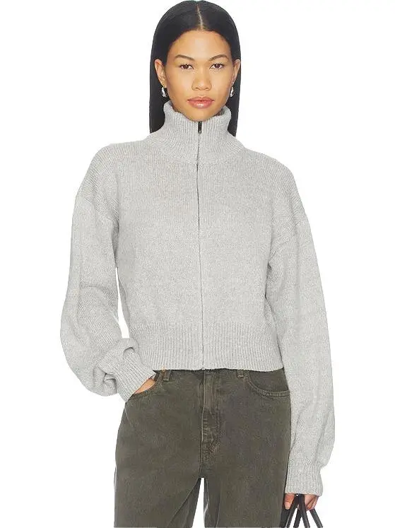 ALL THE WAYS Dakota Zip Front Sweater - Grey