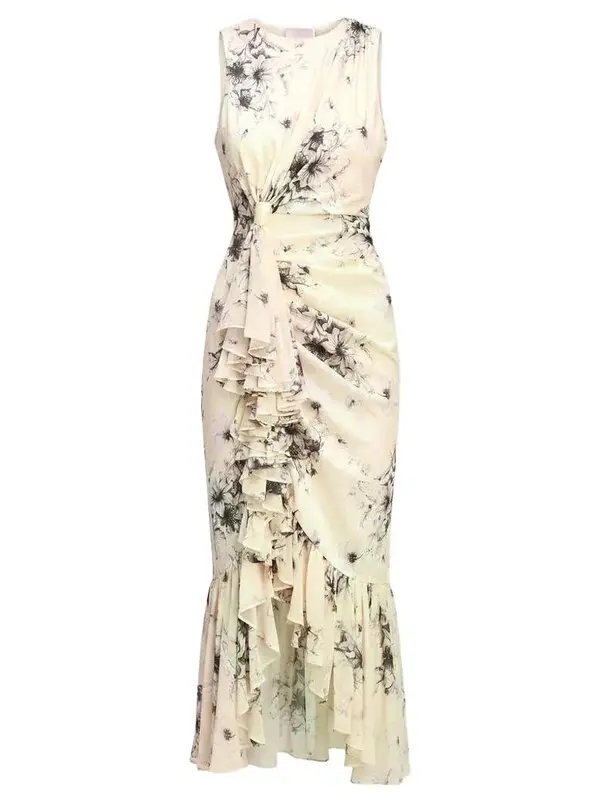 Cinq À Sept Cyrus Floral-print Ruffled Midi Dress - Neutrals