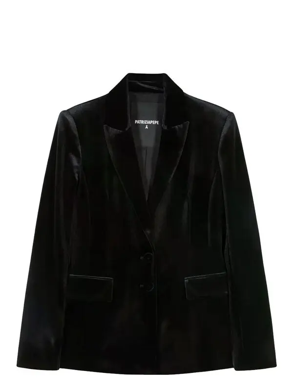 Patrizia Pepe Single-breasted Velvet Blazer - Black