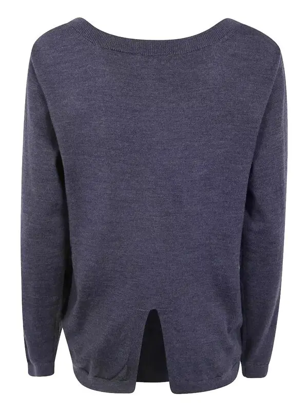 SEMICOUTURE V-neck Virgin Wool Cardigan - Grey
