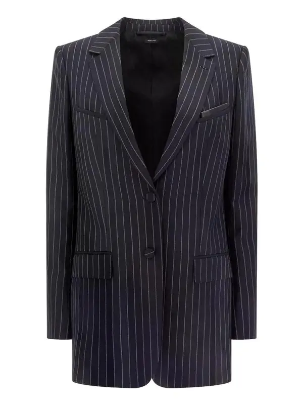 TOM FORD Corded Chalk-stripe Wool Western Jacket - Black
