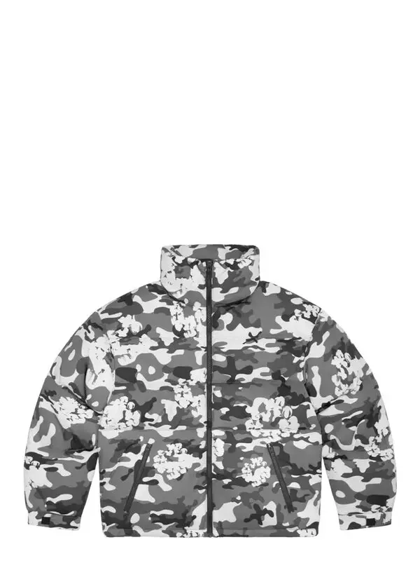 DENIM TEARS Cotton Wreath Camo Puffer Jacket - Grey