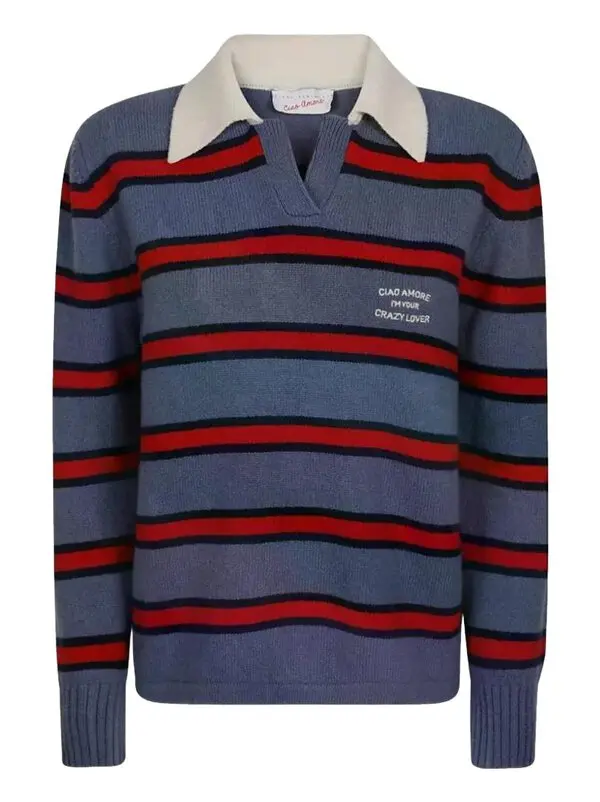 Giada Benincasa Crazy Lover Striped Embroidered Sweater - Blue
