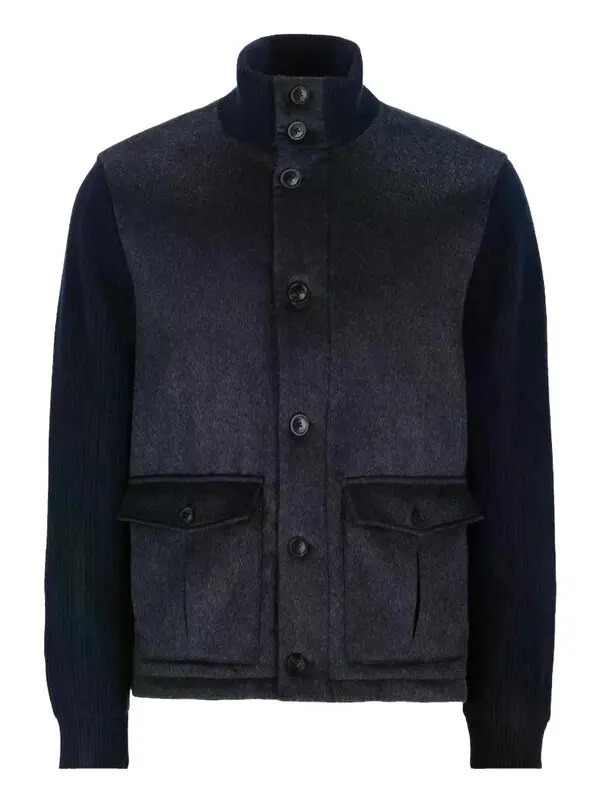 Herno Knitted-sleeve Button-up Jacket - Blue