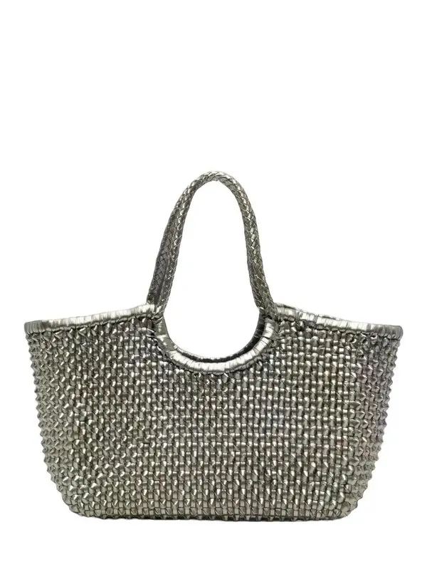 Dragon Diffusion Nantucket Cactus Woven Leather Tote Bag - Silver