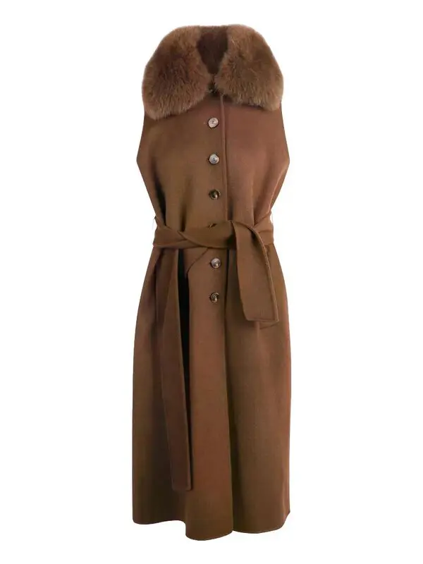 PHILIPPA 1970 Zoa Faux-fur Collar Coat - Brown