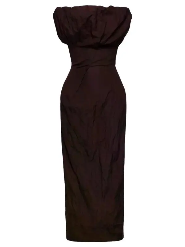 Magda Butrym Off-the-shoulder Crinkled Maxi Dress - Brown