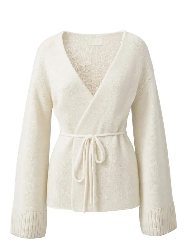 WAKAKUU Cardigan Cashmere Wool Wrap - Pearl