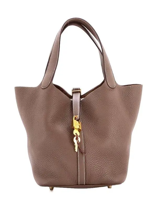 Hermès Mm Picotin Lock Bag Clemence - Gray