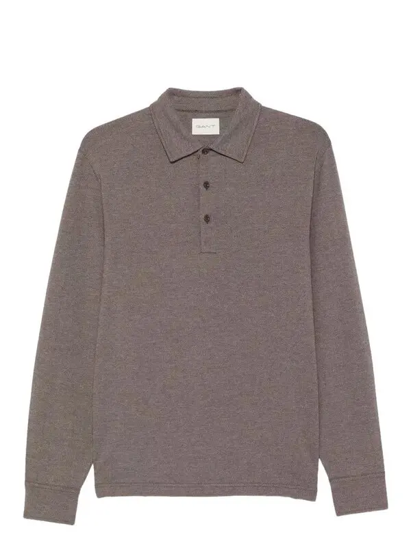 Gant Long-sleeved Polo Shirt - Brown