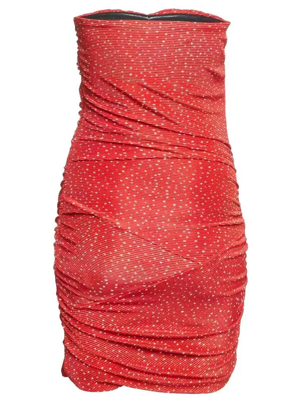 Maje Plissé Polka-dot Mini Dress - Red