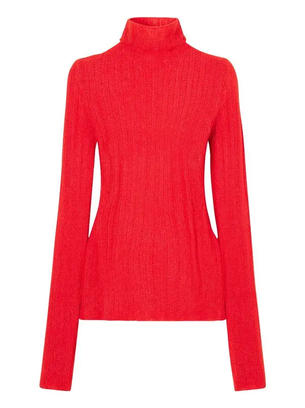 LISA YANG Emiliana Ribbed Cashmere And Silk-blend Turtleneck Sweater - Red