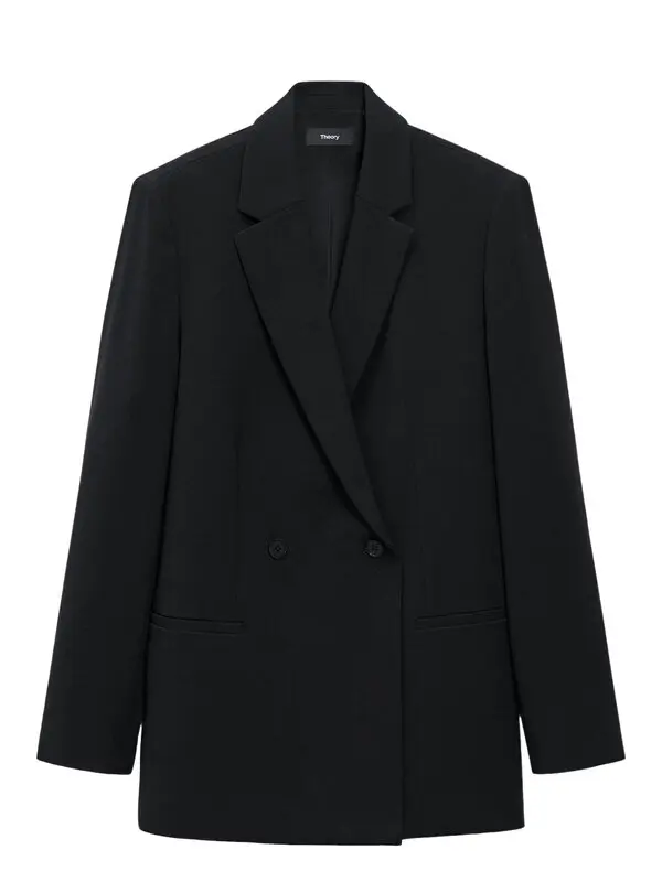 Theory Admiral Crepe Relaxed Double-breasted Blazer - Black
